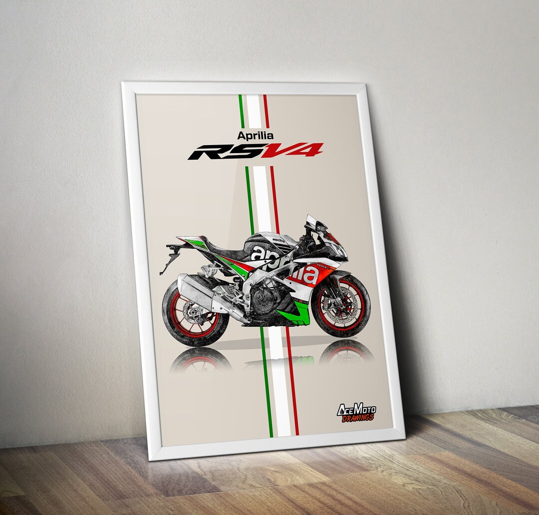 Aprilia RSV4 RF 2017 | Motorcycle Poster, Bike Wall Art Decor - Gift ...