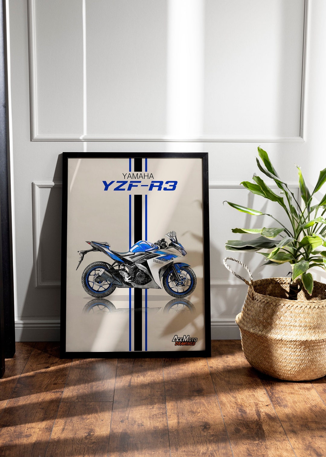 Yamaha YZF-R3 2015 | Motorcycle Poster, Bike Wall Art Decor - Gift for ...