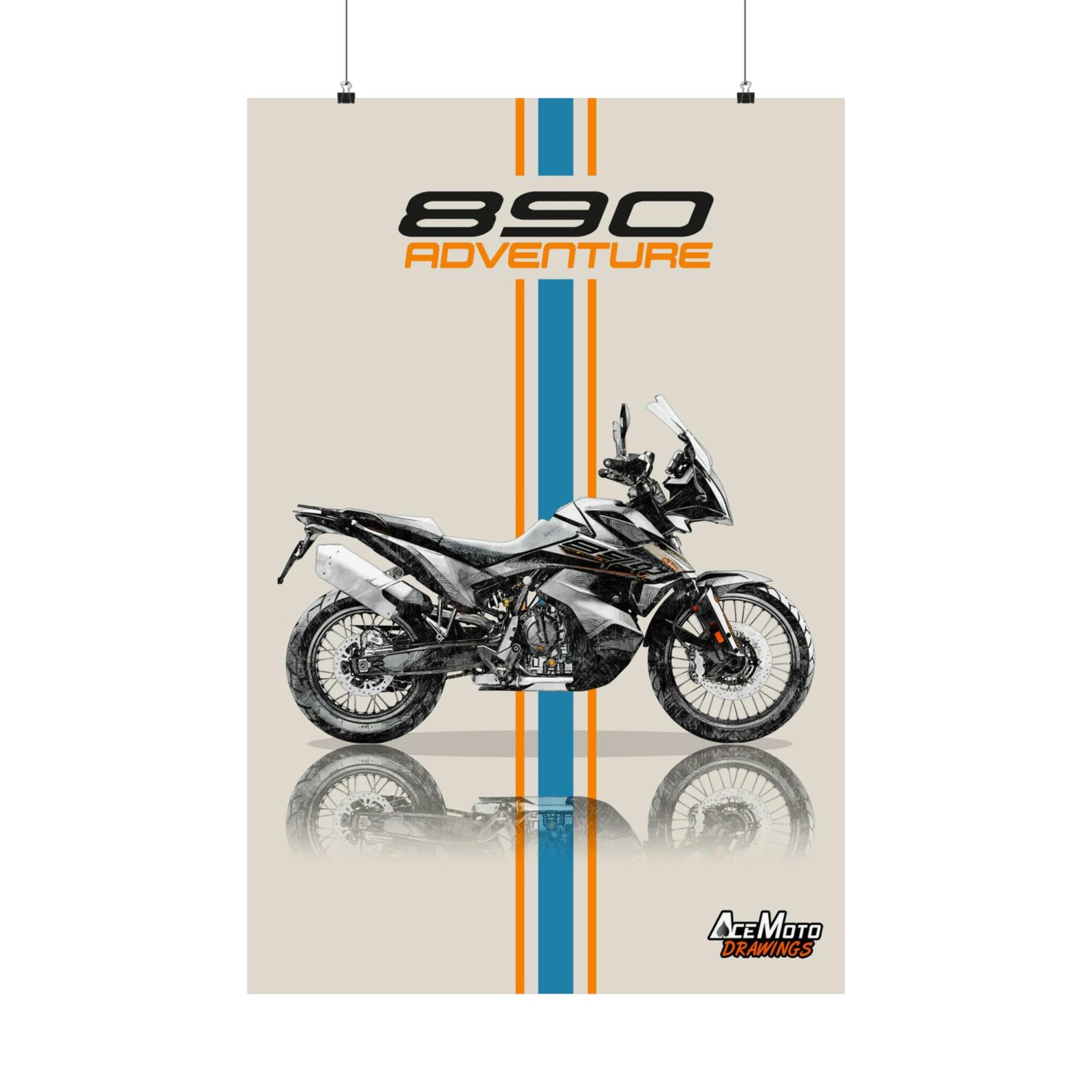 KTM 890 Adventure 2021 | Motorcycle Poster, Bike Wall Art Decor - Gift ...