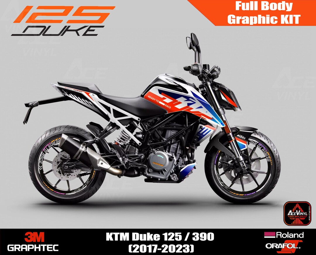KTM Duke 125 2017 23 Full Body Graphic Sets Wheel Decals Rim Stickers ...