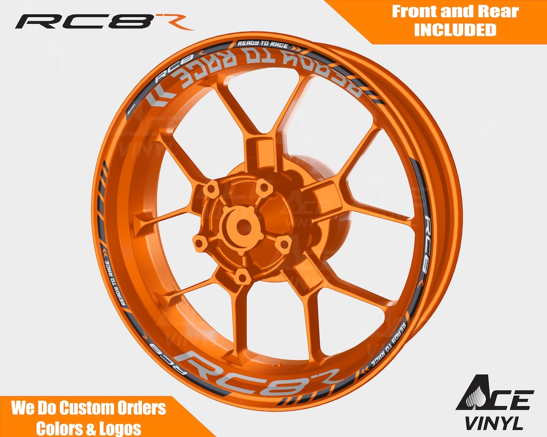 KTM RC8R Wheel Decals Rim Stickers for Orange Rim Tape Set Reflective ...