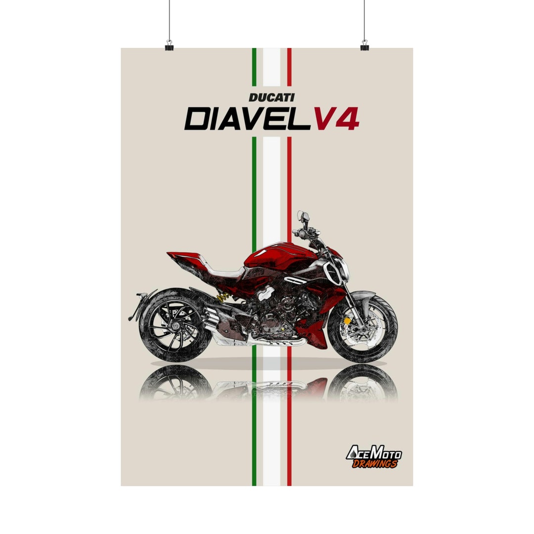 Ducati Diavel V4 | Motorcycle Poster, Bike Wall Art Decor - Gift for ...