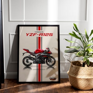 Yamaha YZF-R125 2016 | Motorcycle Poster, Bike Wall Art Decor - Gift ...