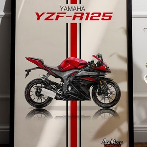 Yamaha YZF-R125 2016 | Motorcycle Poster, Bike Wall Art Decor - Gift ...