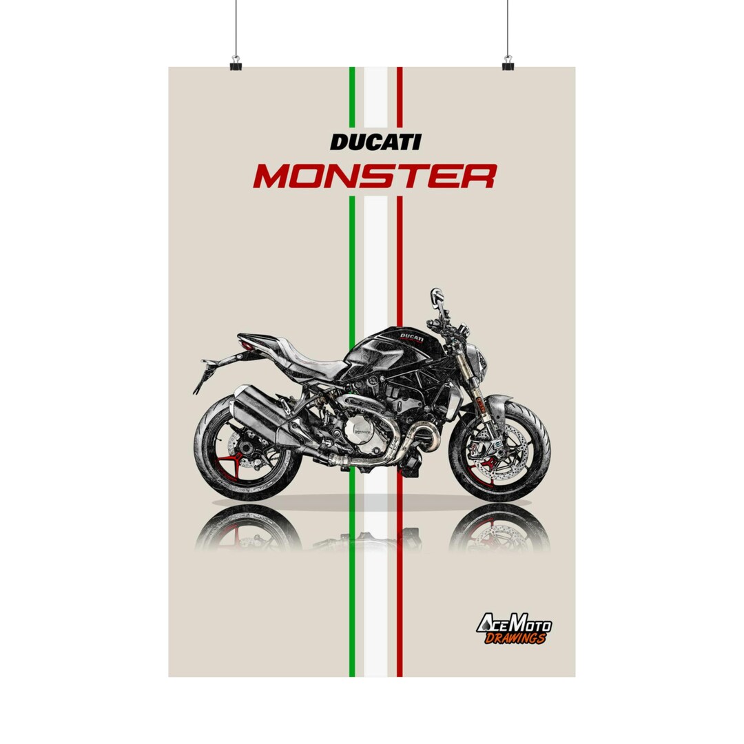 Ducati Monster 1200S 2020 | Motorcycle Poster, Bike Wall Art Decor ...