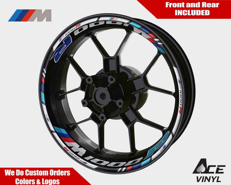 BMW M1000R Wheel Decals: M1KR Rim Stickers - White, Red & Blue - Etsy
