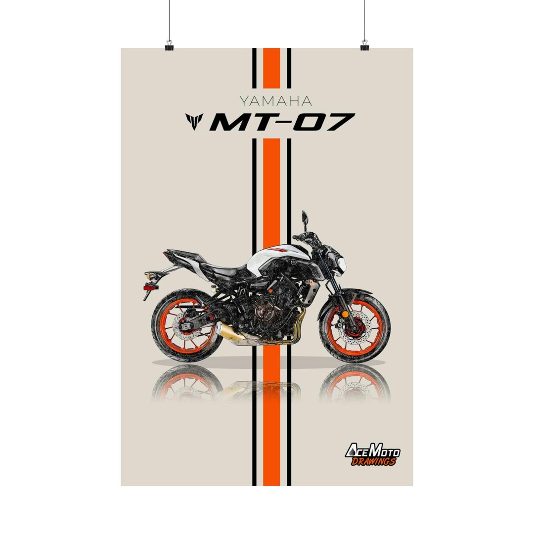 Yamaha MT07 2020 | Affiche de moto, décor d'art mural de vélo - cadeau pour les amoureux Yamaha ...