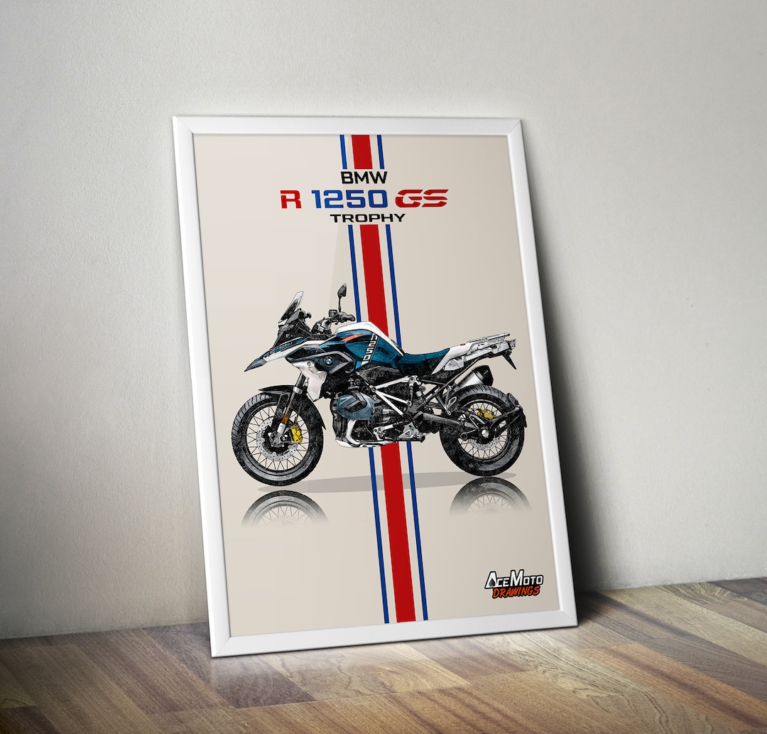 BMW R1250 GS Trophy | Motorcycle Poster, Bike Wall Art Decor - Gift for ...