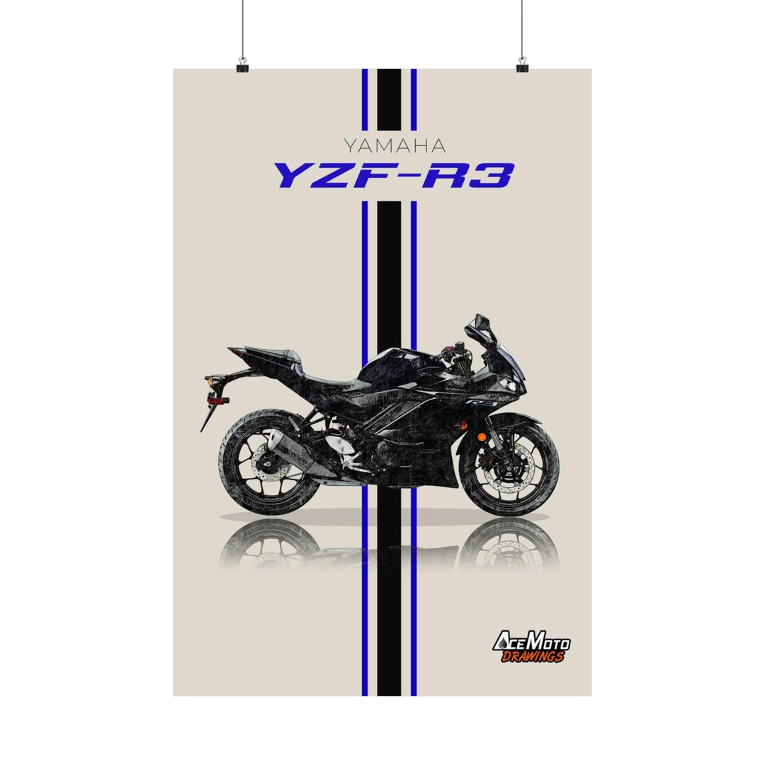 Yamaha YZF R3 2022 | Motorcycle Poster, Bike Wall Art Decor - Gift for ...