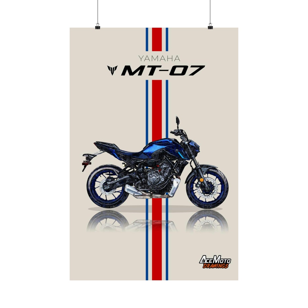 Yamaha MT07 2023 | Motorcycle Poster, Bike Wall Art Decor - Gift for ...