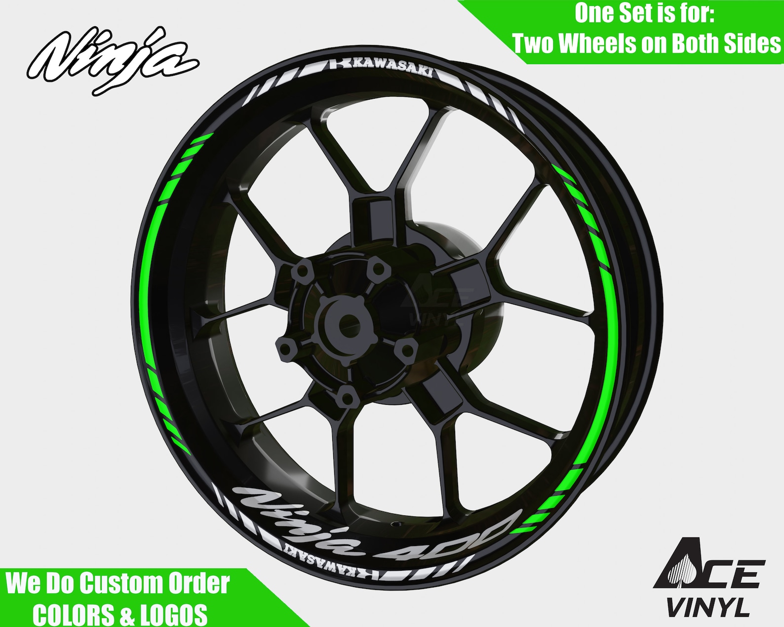 Kawasaki Ninja Wheel Decals Rim Stickers ZX-6R Rim Tape Set | Etsy