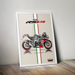 Aprilia RSV4 RF 2016 | Motorcycle Poster, Bike Wall Art Decor - Gift ...