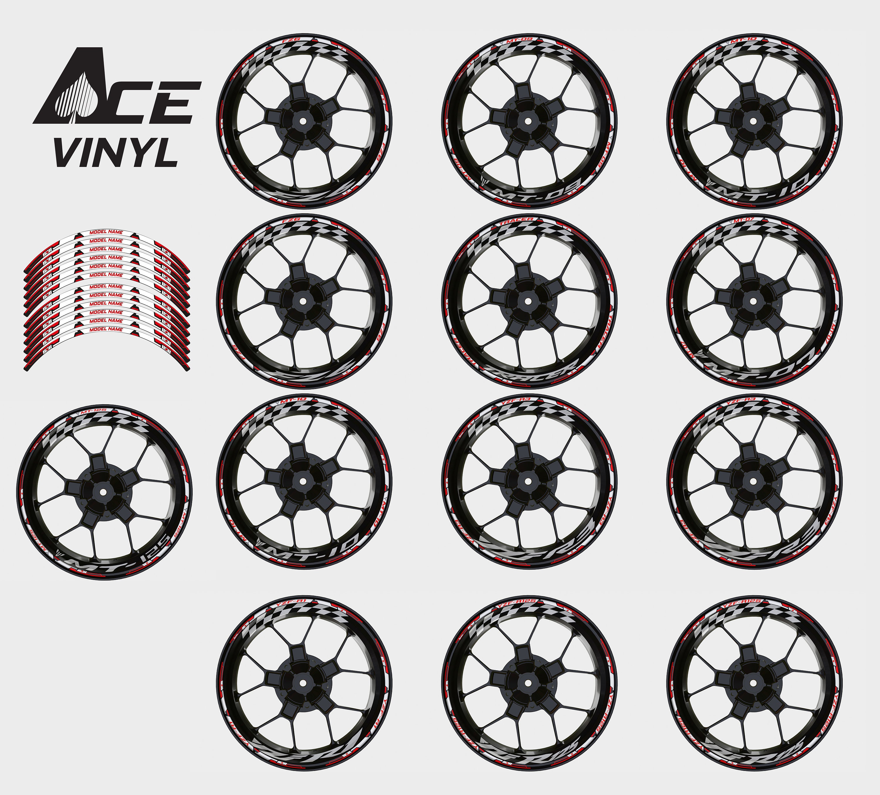 Yamaha YZF-R3 Wheel Decals Rim Stickers YZF R7 Rim Tape Set R1 R6 R3 ...