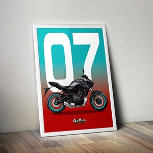 Yamaha MT07 Cyan Storm 2022 | Motorcycle Poster, Bike Wall Art Decor ...