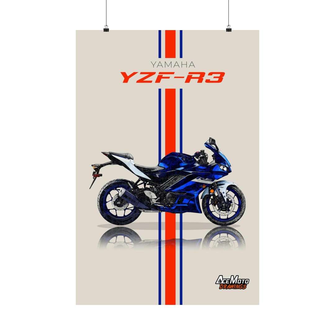 Yamaha YZF R3 2020 | Motorcycle Poster, Bike Wall Art Decor - Gift for ...