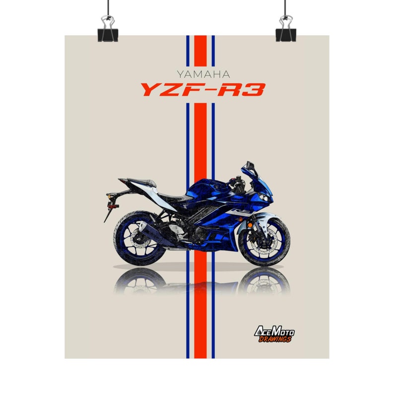 Yamaha YZF R3 2020 | Motorcycle Poster, Bike Wall Art Decor - Gift for ...