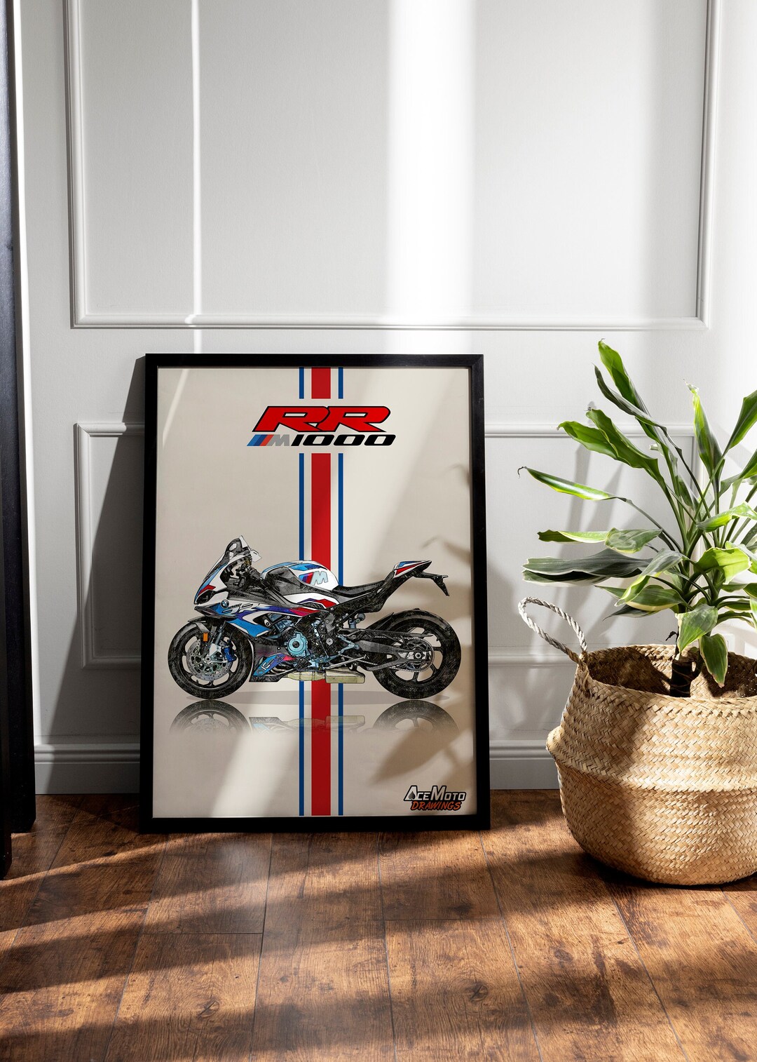 BMW M1000RR Wall Poster | Motorcycle Poster, Bike Wall Art Decor - Gift ...