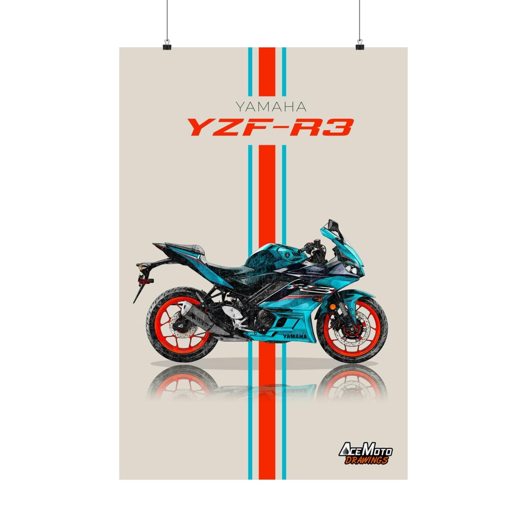 Yamaha YZF R3 2021 | Motorcycle Poster, Bike Wall Art Decor - Gift for ...