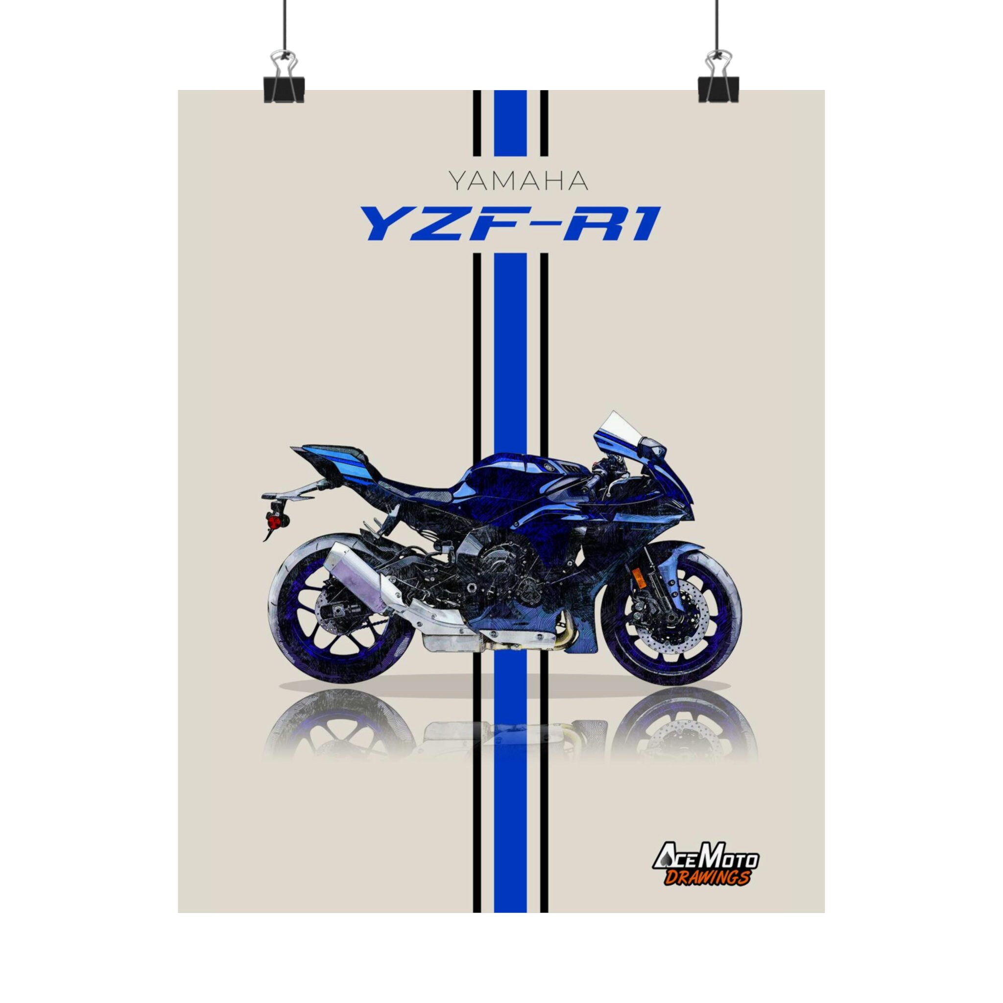 Yamaha YZF R1 2023 | Motorcycle Poster, Bike Wall Art Decor - Gift for ...
