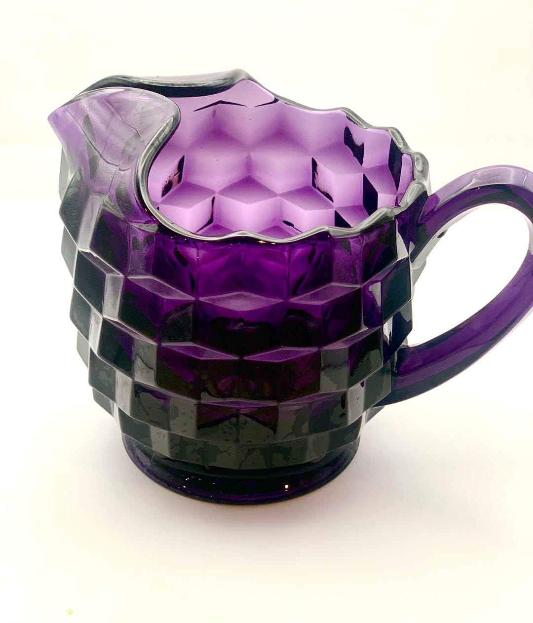 American Fostoria Water Pitcher With Ice Lip, Amethyst, Purple Glass - Etsy