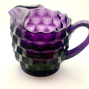 American Fostoria Water Pitcher With Ice Lip, Amethyst, Purple Glass - Etsy