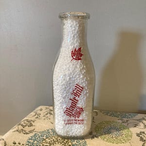 Maple Hill Dairy Vintage Milk Bottle, Quart Size, Red Pyro, Waterbury ...