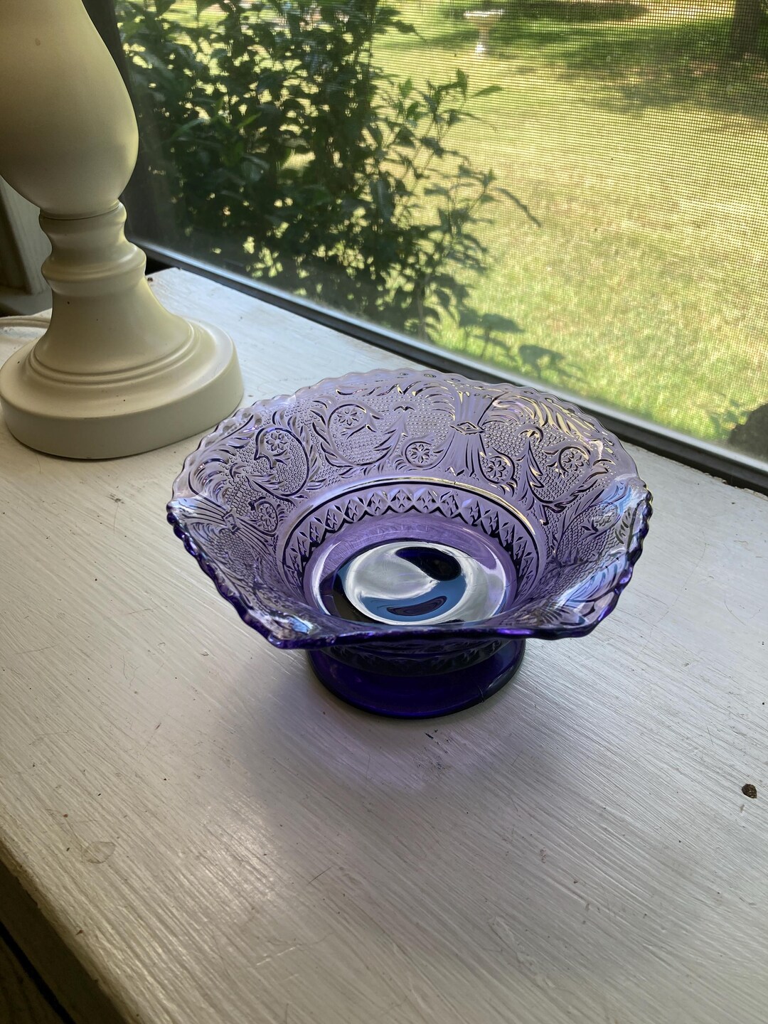 1950's Vintage Duncan and Miller Candy Dish, Amethyst Color Sandwich ...