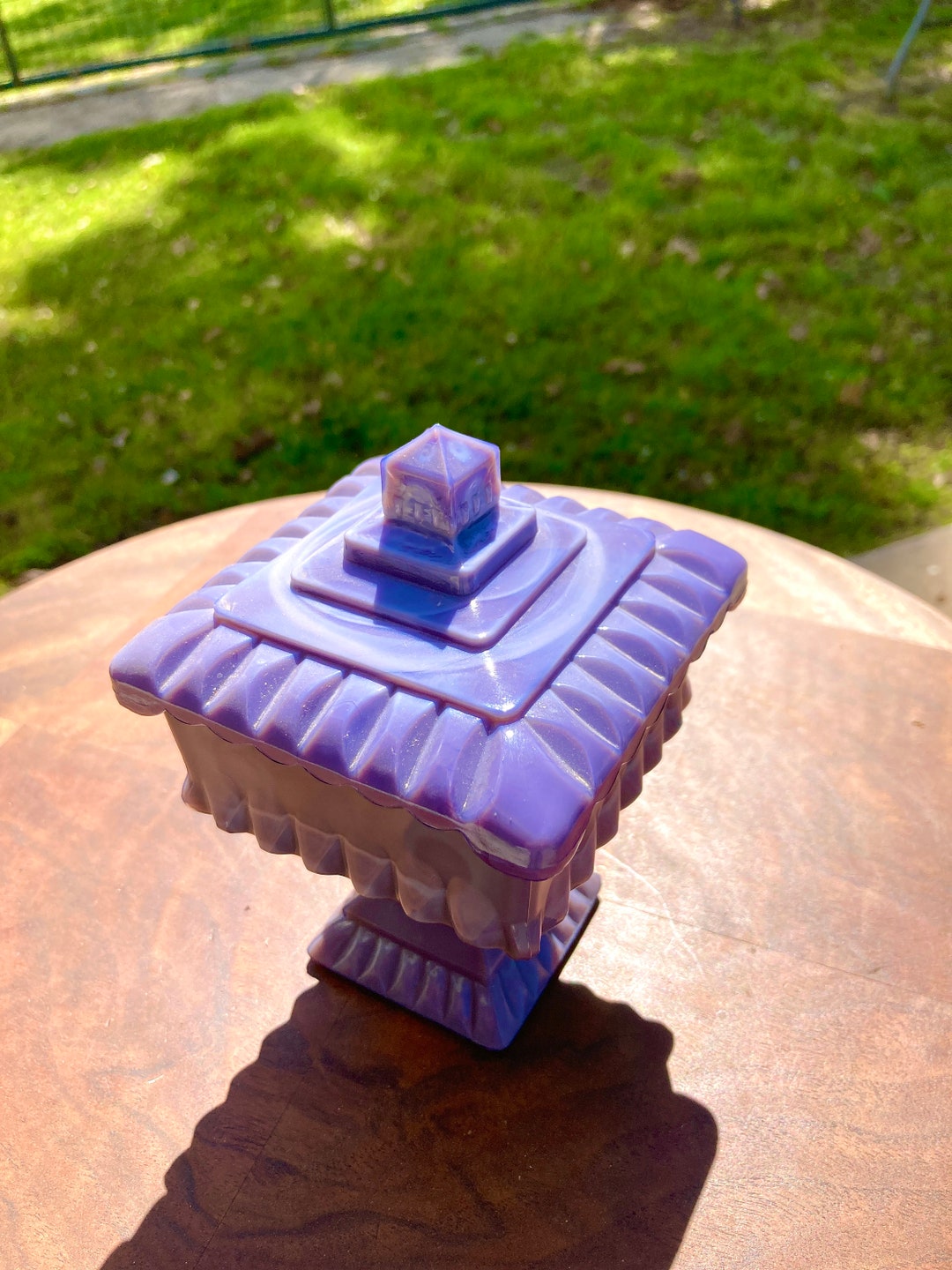 Vintage Milk Glass Square Compote With Lid - Etsy