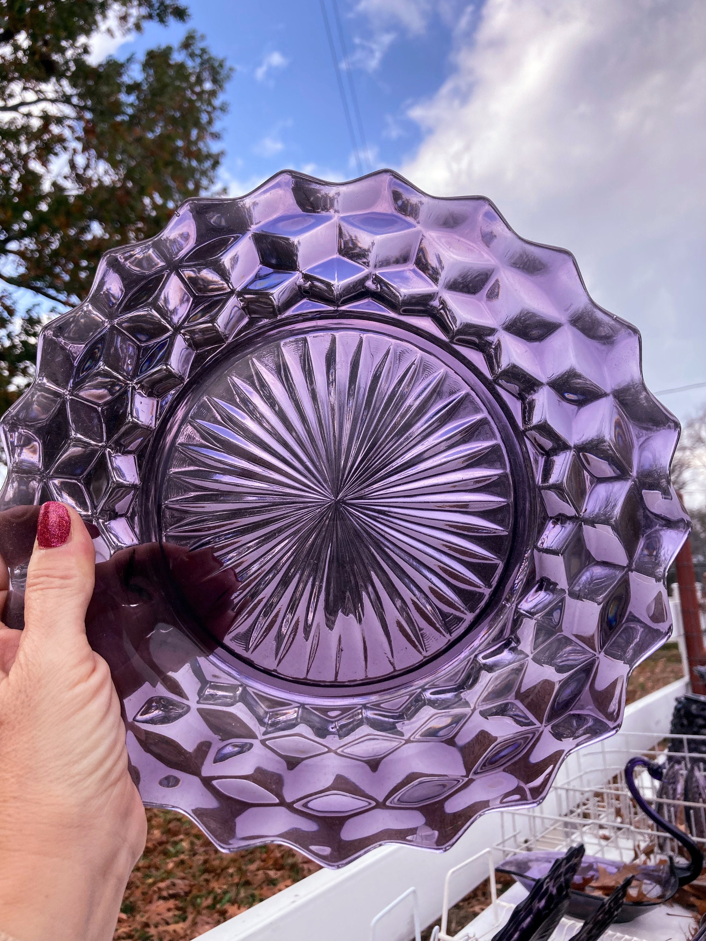 Dinner Plates Set of 4 American Fostoria Purple Glass - Etsy