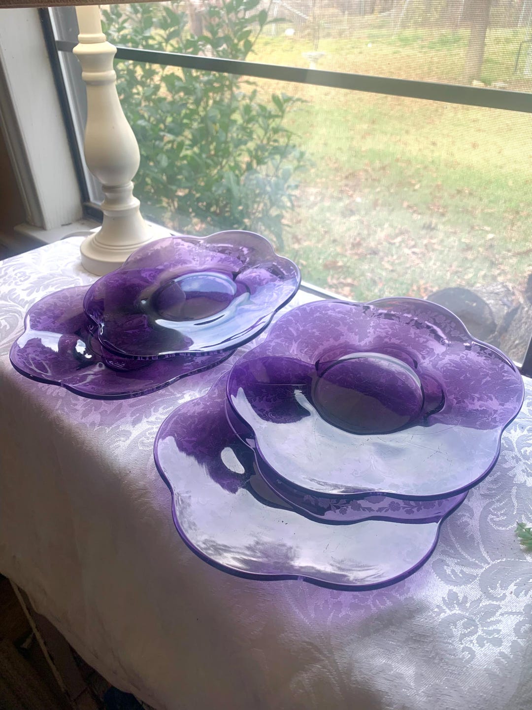 Vintage Amethyst Duncan and Miller First Love Luncheon Plates, Set of 3 ...