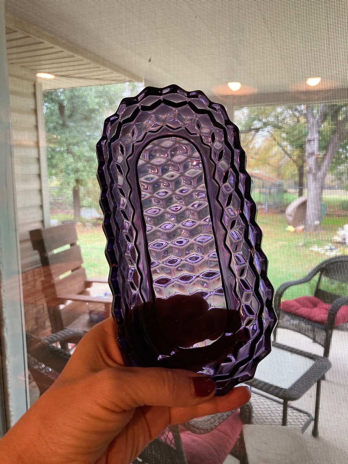 American Fostoria Condiment Set, 3 Trays, Amethyst Color - Etsy