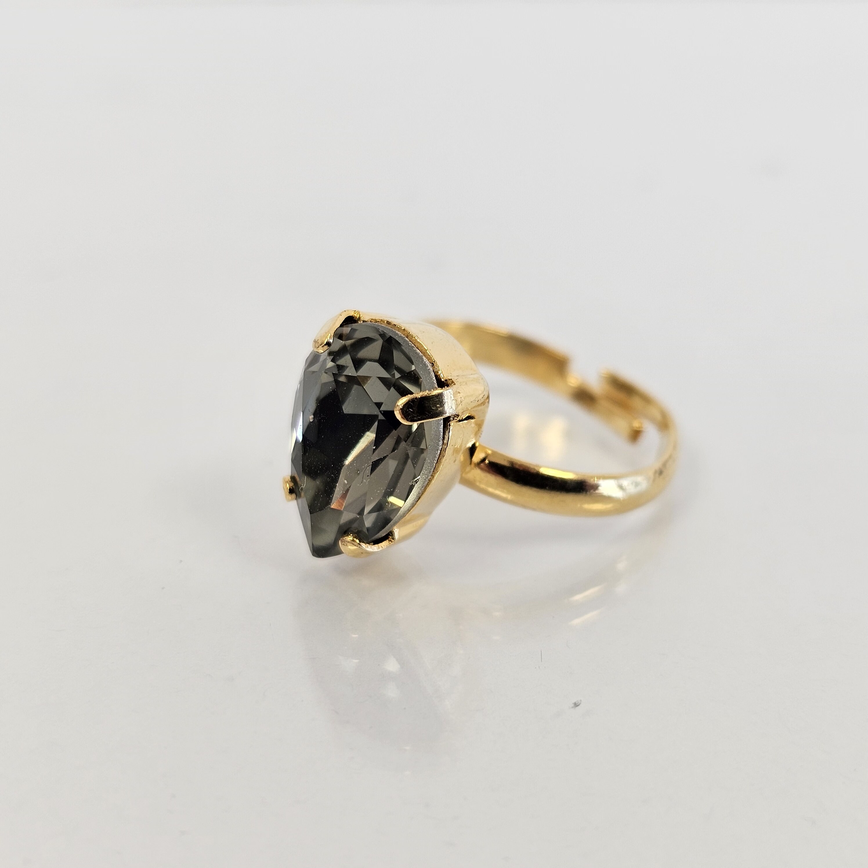 Black Crystal Ring, Black Ring for Wife, Black Statement Ring, Black ...