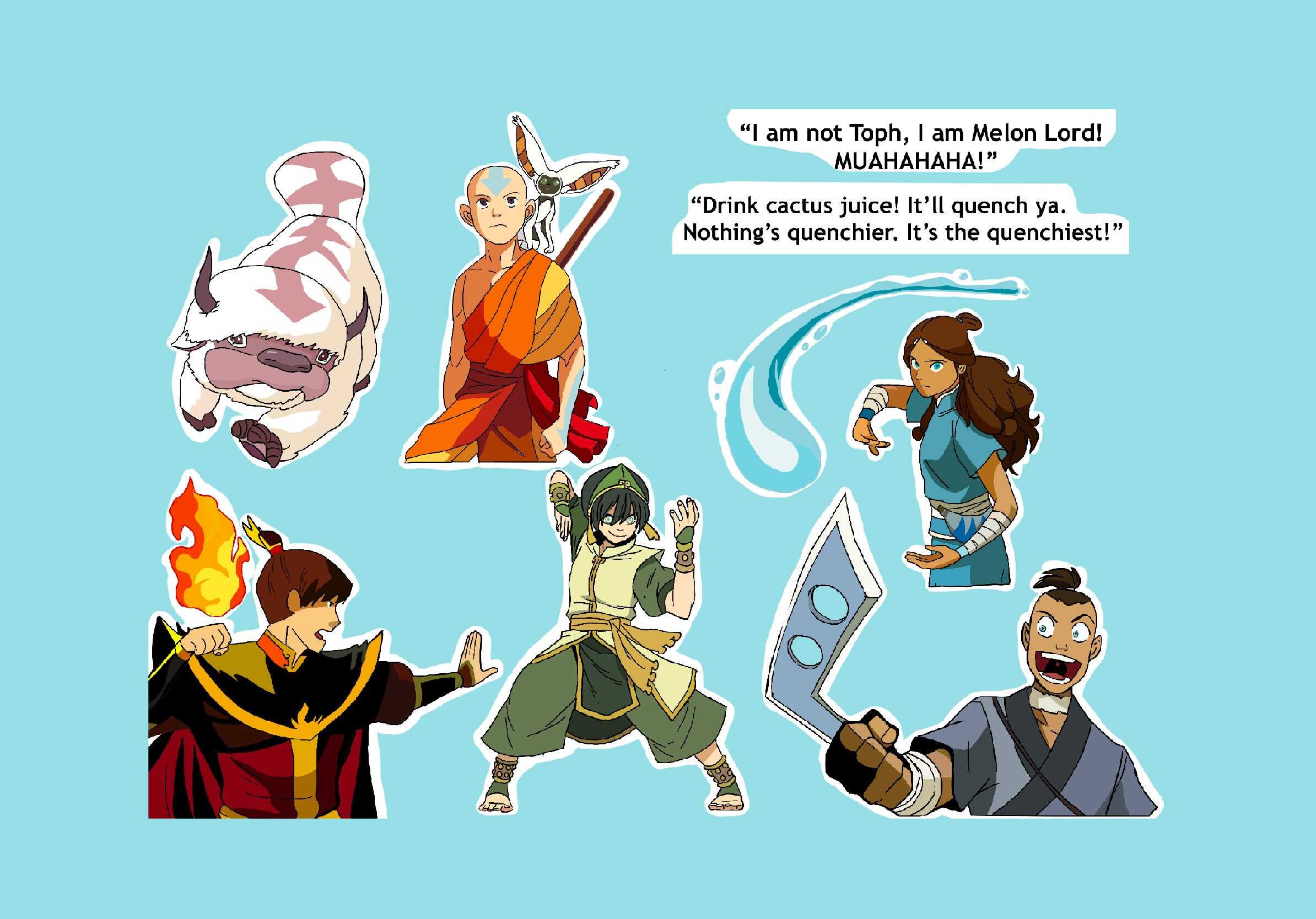 Avatar 8 Piece Sticker Pack ATLA Stickers Handmade and - Etsy