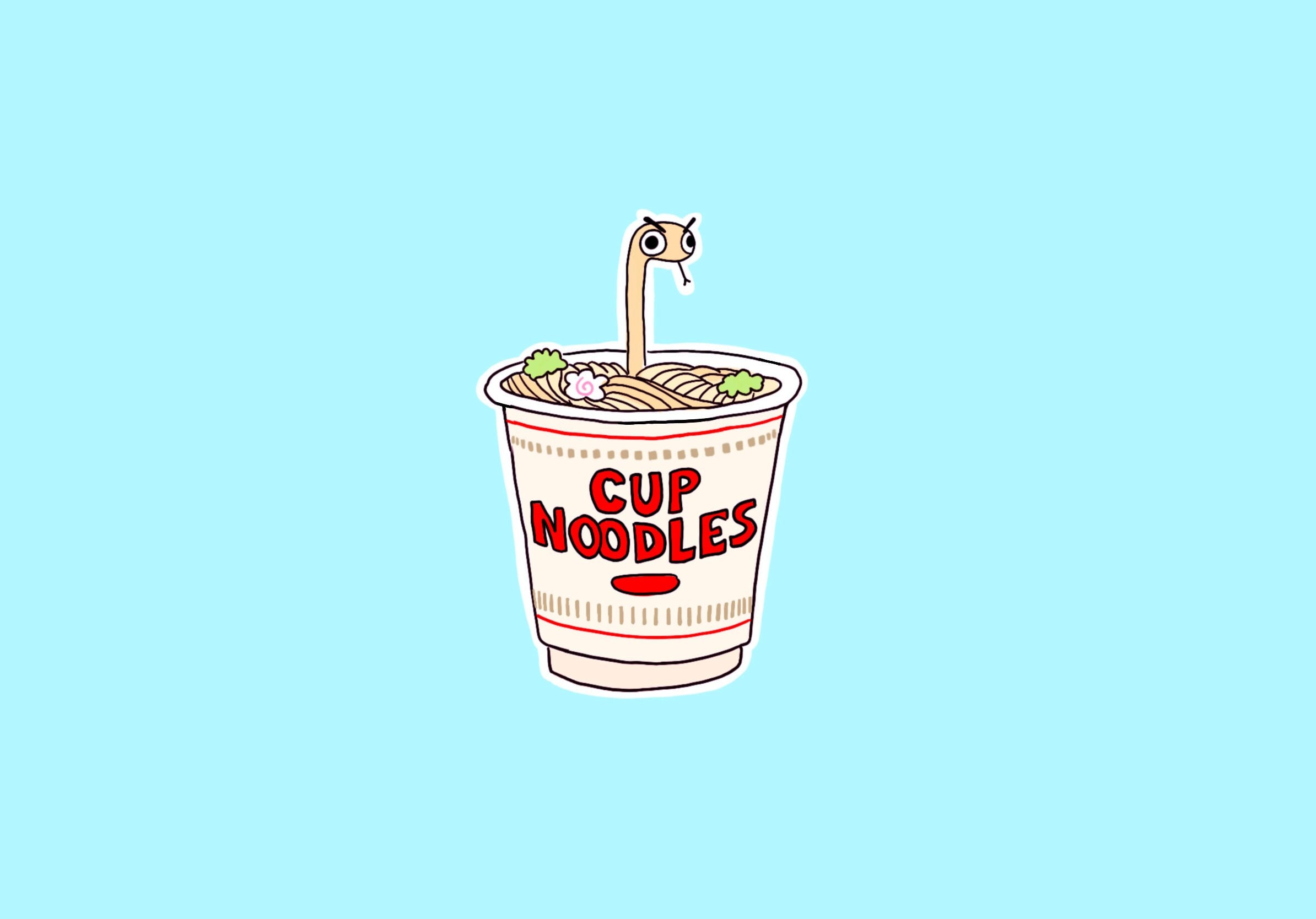 Snake Cup O Noodle/ramen Sticker - Handmade - for Phone Cases, Ipads or ...