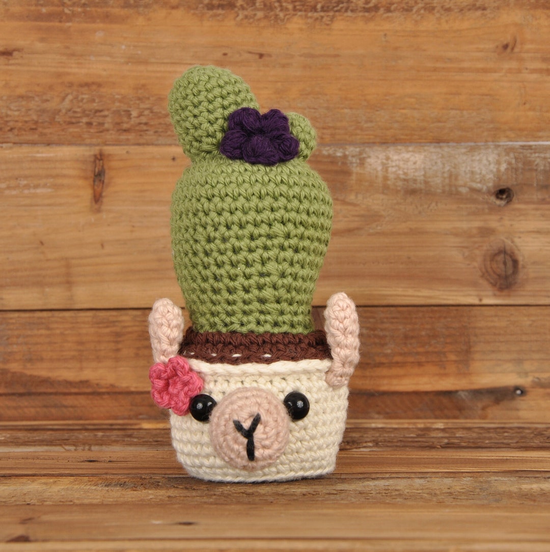 Knobby Cactus, Llama Planter, Crochet Plant, Crochet Cactus, Handmade ...