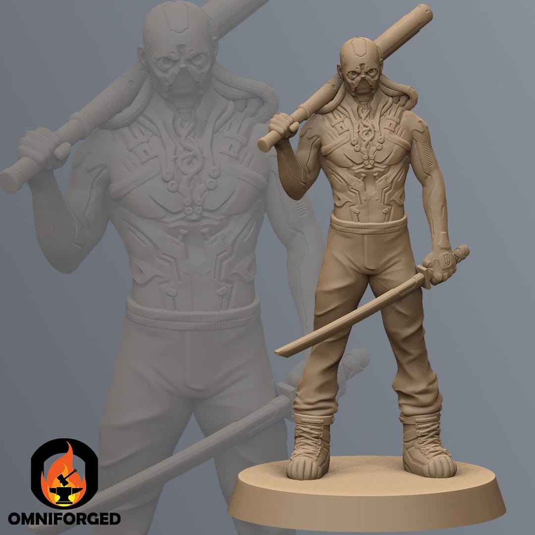 Rattler Cyberpunk Unit9 3D Printed RPG Sci-fi Miniature Mini Figure ...