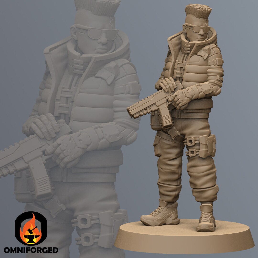 Spikepowell Cyberpunk Gaming Figure Unit9 High Resolution 3D Printed ...