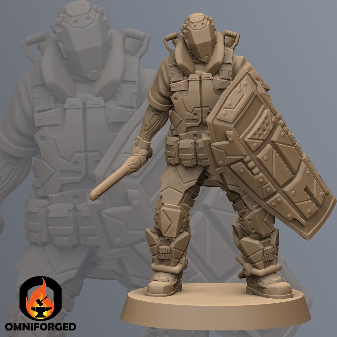 Alpha-h Trooper Cyberpunk Unit9 3D Printed RPG Sci-fi Miniature Mini ...