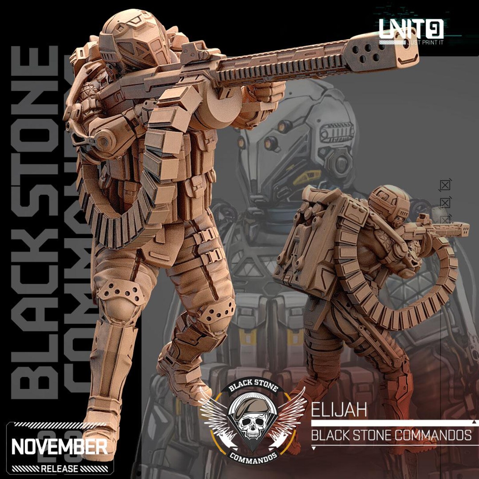 Elijah Cyberpunk Unit9 3D Printed RPG Sci-fi Miniature Mini Figure 32mm ...