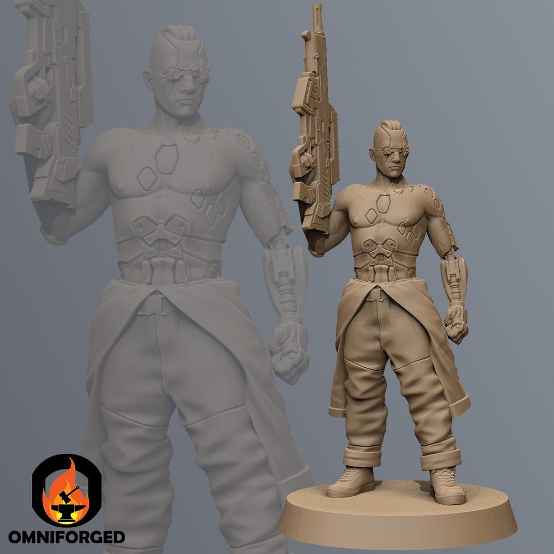Rimfire Cyberpunk Unit9 3D Printed RPG Sci-fi Miniature Mini Figure ...