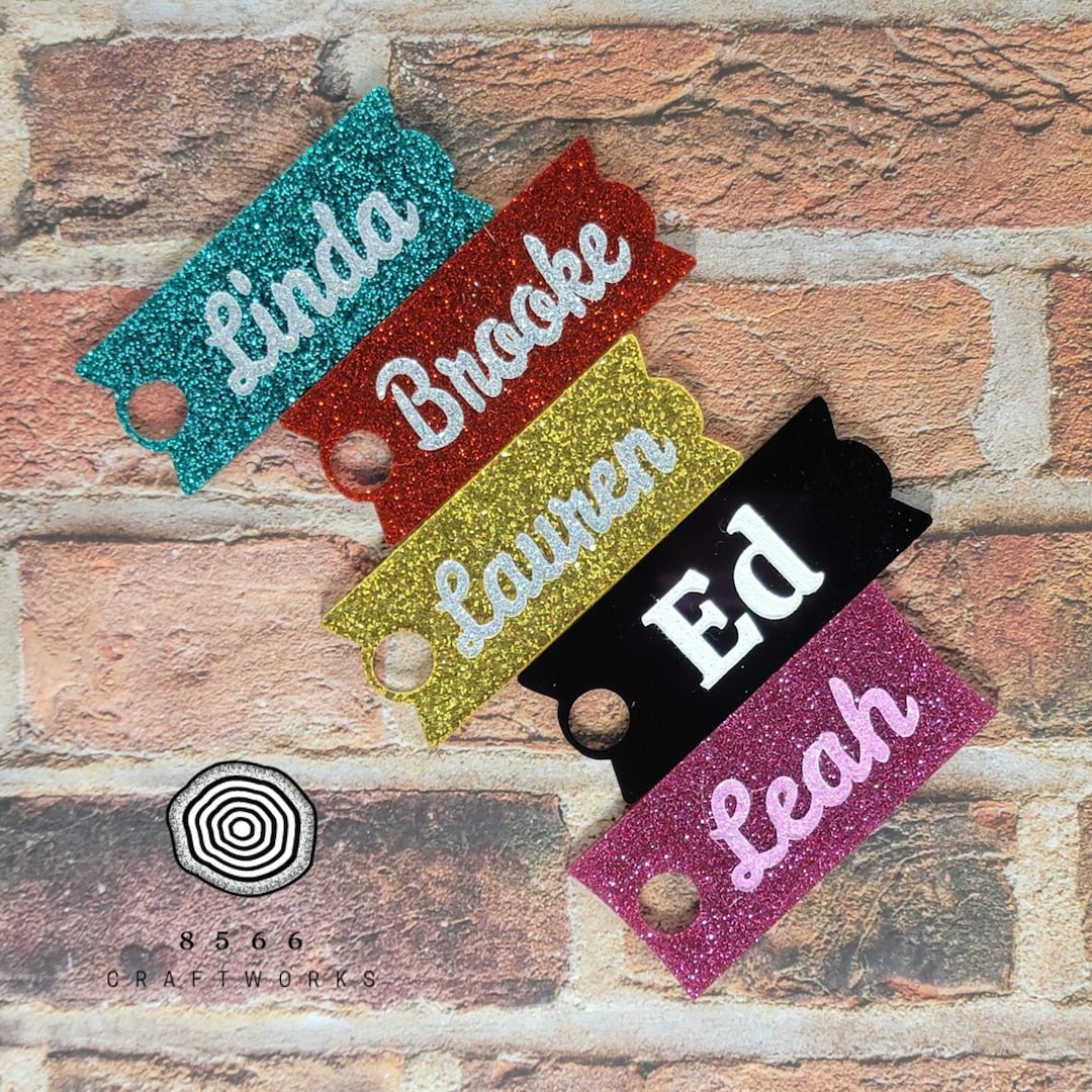 Customized Tumbler Name Tag 30oz/40oz, Glitter Name Tag, Acrylic Name ...