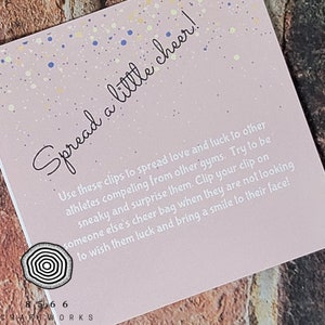 Good Luck Pin Saying, Cheerleading Pin Poem, Cheer Clothes Pin Backing ...