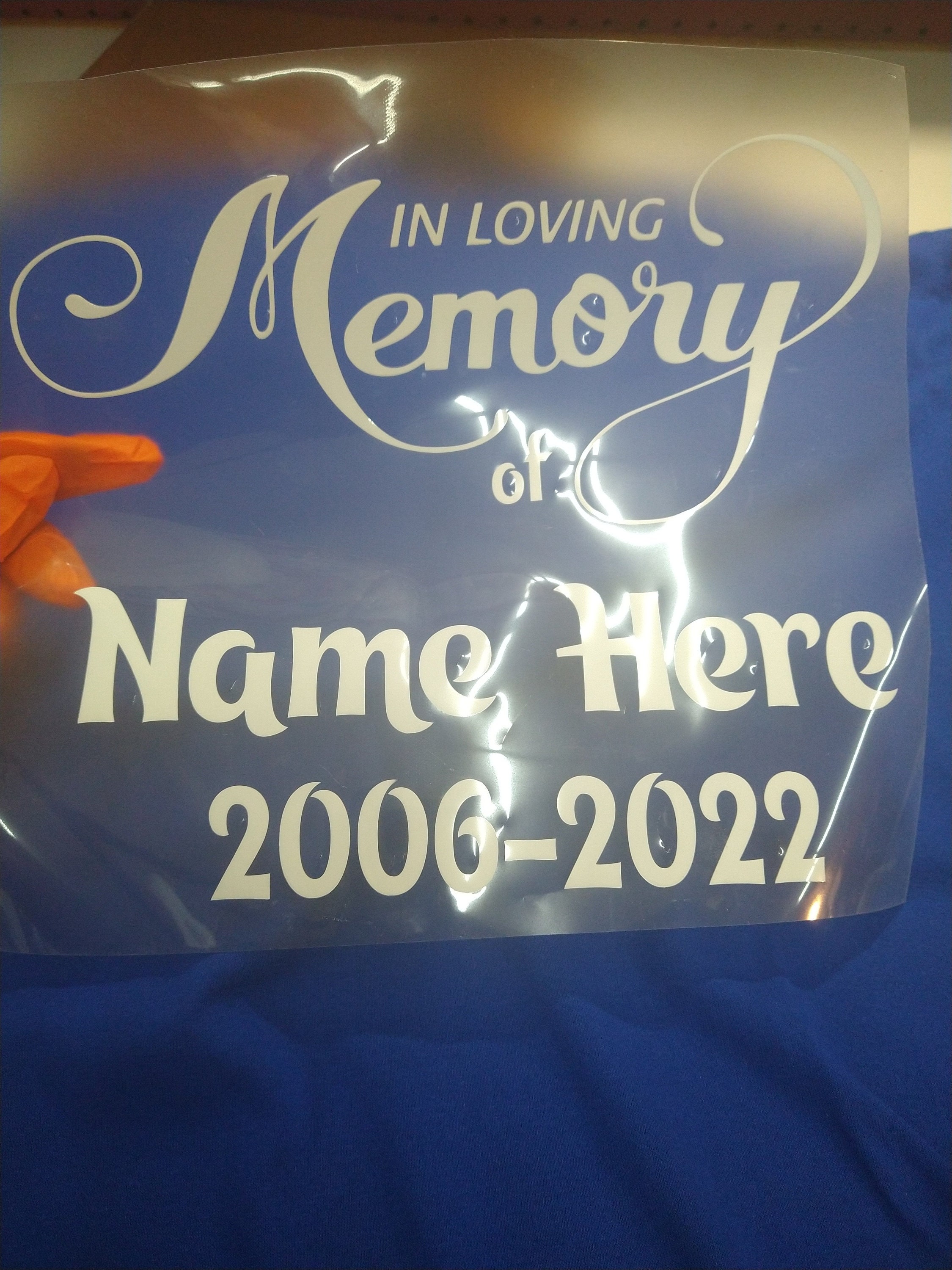 In Loving Memory Memorial Custom Iron on Heat Vinyl Transfer - Etsy