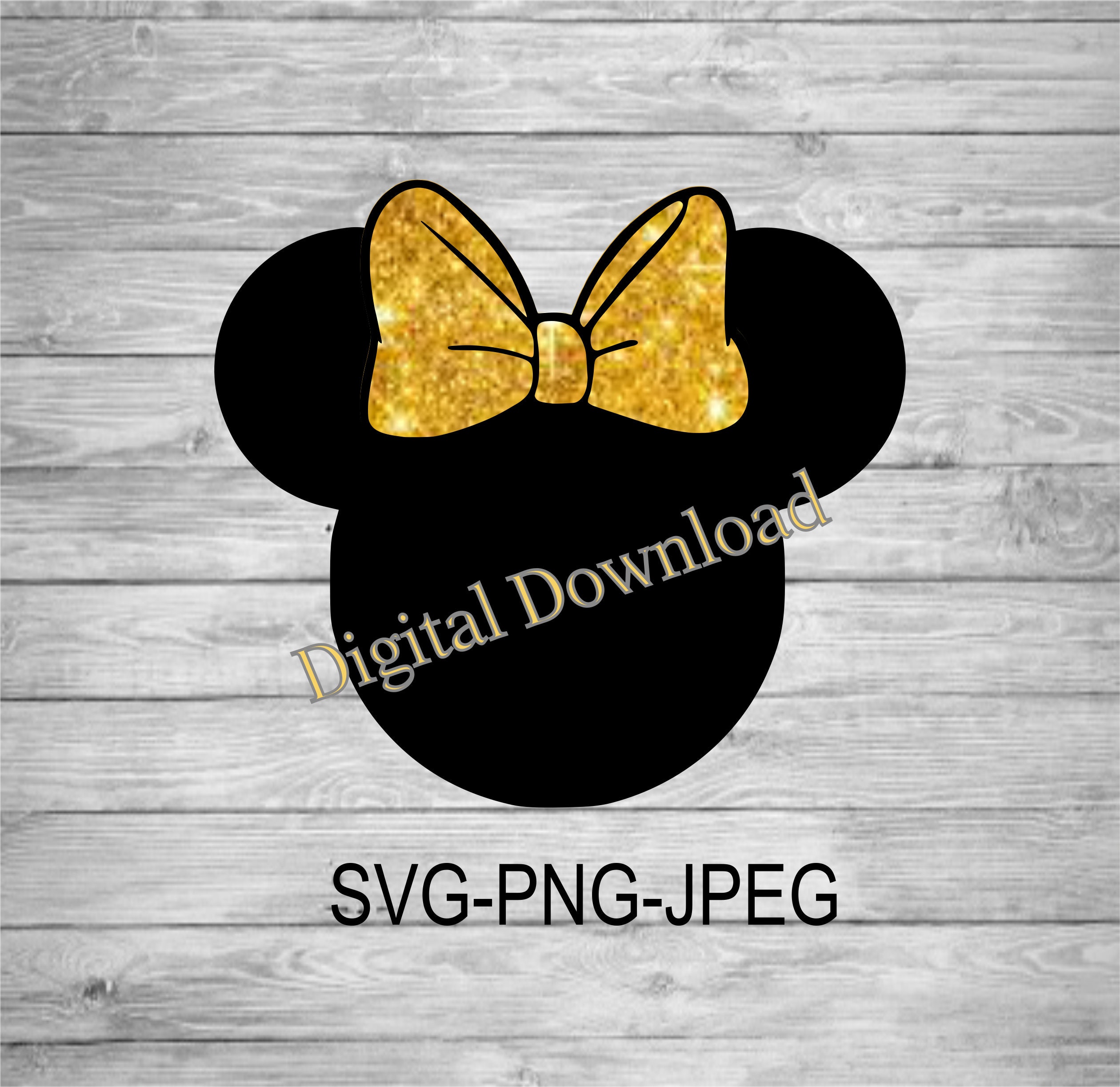 Minnie Mouse With Golden Bow + Layered Svg, Png, Jpeg. - Etsy