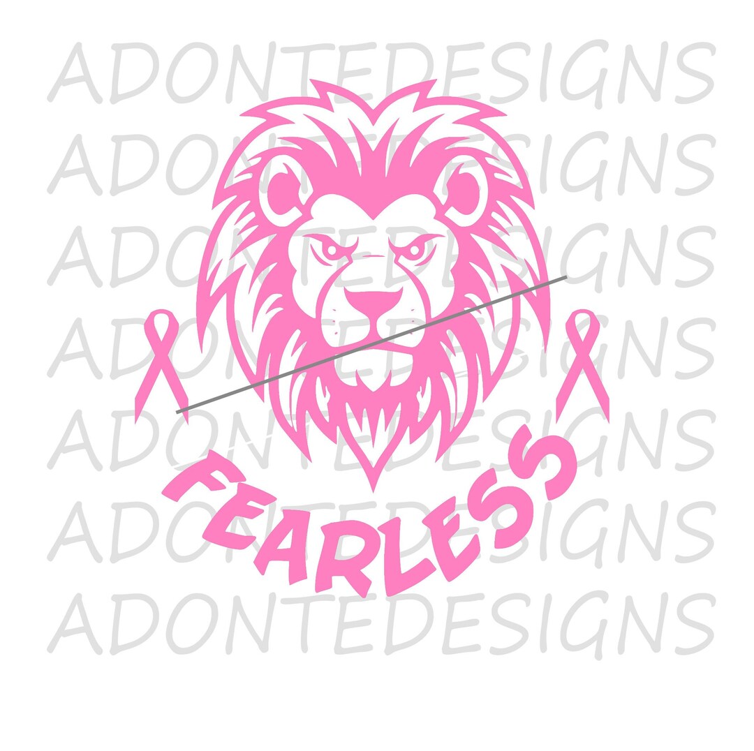 Breast Cancer Fearless Lion Svg + Png - Etsy