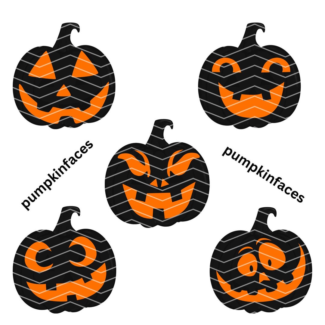 Pumpkin Halloween Faces ,5 Files Included Png - Etsy