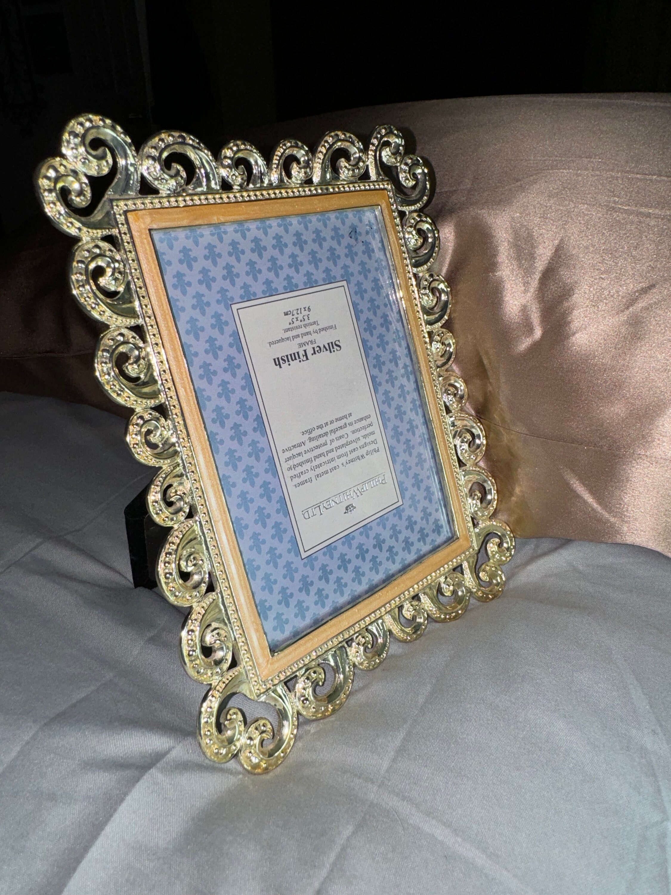 Philip Whitney Scrolled Gold Picture Frame, Carved Metal Easel (3.3x5 ...