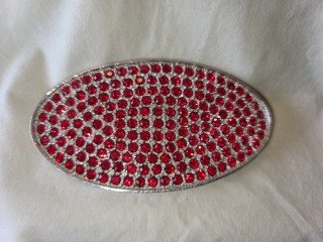 VINTAGE SILVER RHINESTONE Belt Buckle Vintage Red Rhinestone Belt ...
