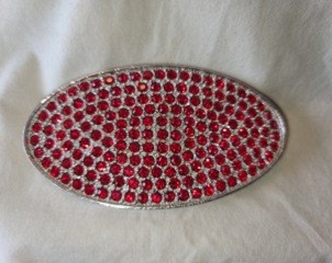 VINTAGE SILVER RHINESTONE Belt Buckle Vintage Red Rhinestone Belt ...