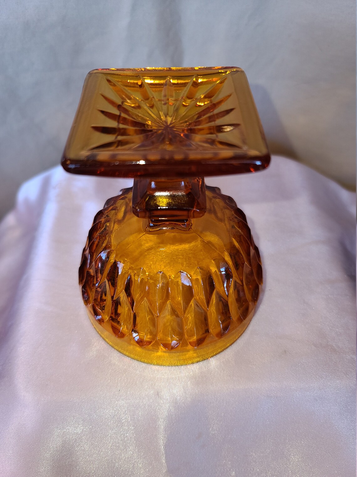 VINTAGE SET OF 4 Heavy Cut Amber Glass Desert Stemware Dishes - Etsy